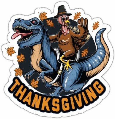 Thanksgiving Day Turkey T-Rex Dinosaur Car Bumper Window Sticker Decal ...