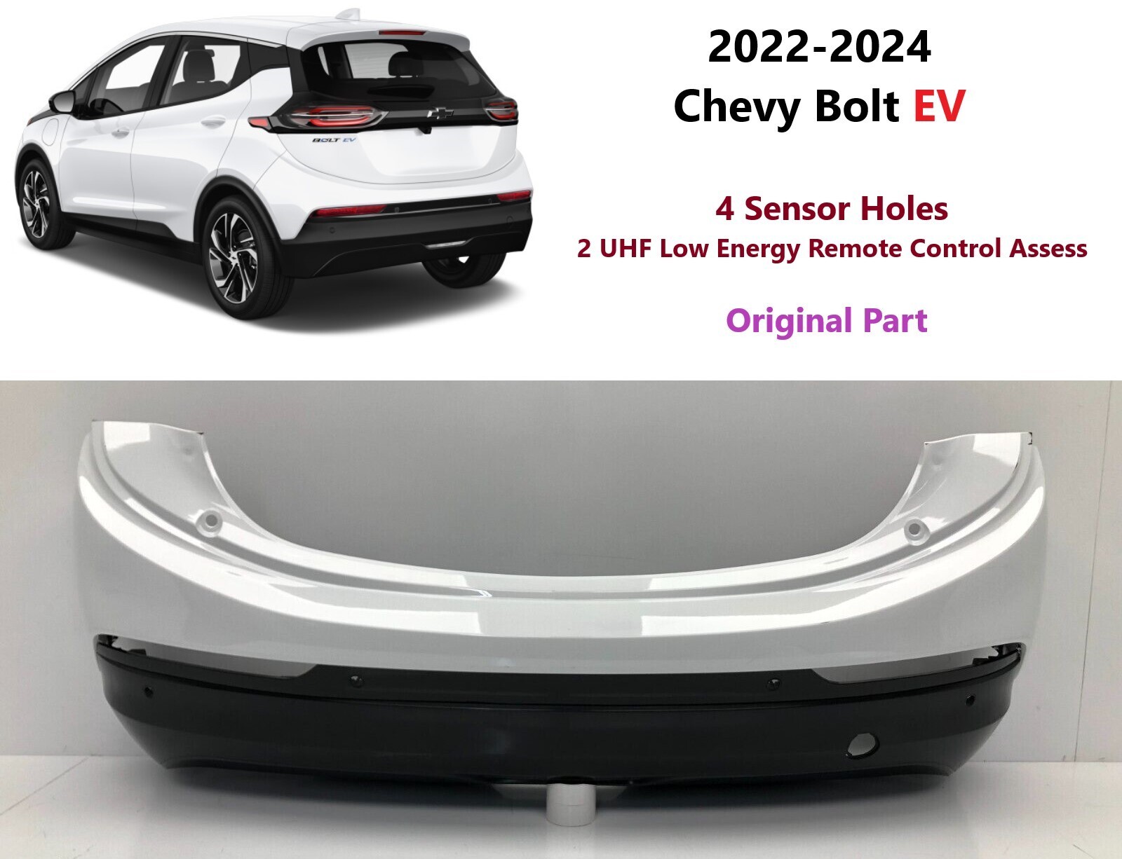 OEM 2022 2023 2024 Chevy Bolt EV rear bumper 4 sensor holes (Need Paint ...