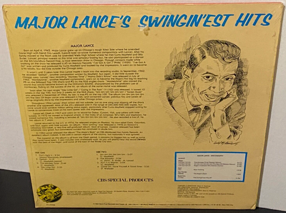 Sealed MAJOR LANCE Major Lance's Swingin'est Hits 1984 BACK-TRAC R&B ...