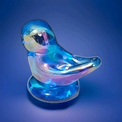Vtg Art Glass Bird Rainbow Iridescent Cobalt Bluebird of Happiness ...