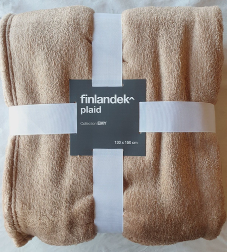 Plaid marron et doré neuf 130 x 150 cm Finlandek modèle Emy étiqueté à ...
