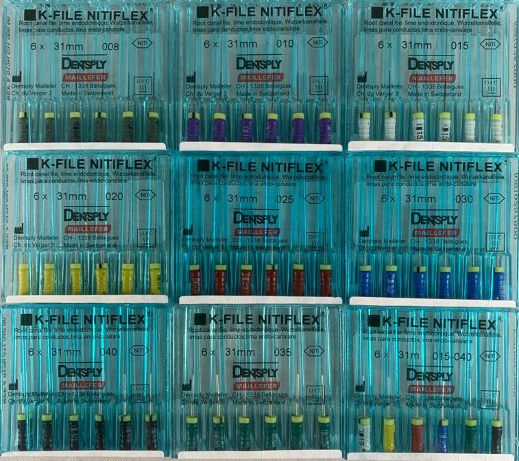 Dentsply Maillefer K-file Endodontic NiTiFlex steel 31mm All sizes 60 ...