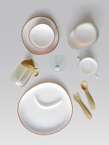 KINTO Tableware 6-Piece Set Ivory BONBO 26400 Bowl Plate x2 Straw Cup ...