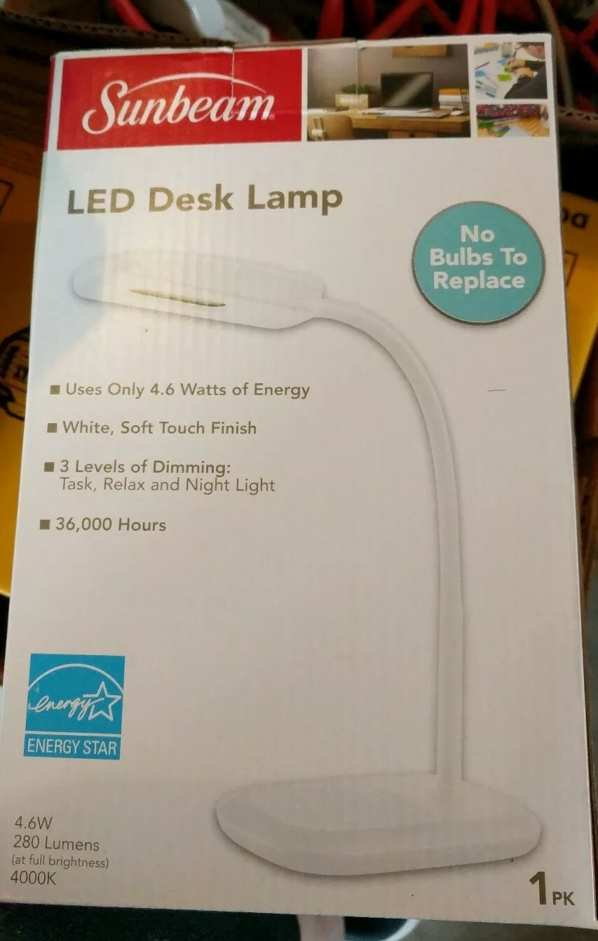 Sunbeam Flexible Neck Led Desk Lamp Energy Star 36,000 Hours/4.6W lot ...