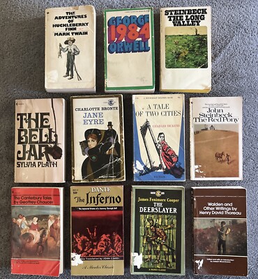 (11) Classic Novel Book Lot Vintage 1984 Jane Eyre Walden The ...