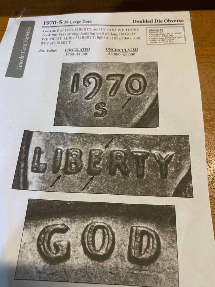 1970 S Lincoln Memorial Cent Gem Proof Large Date Penny, Doubled Die ...