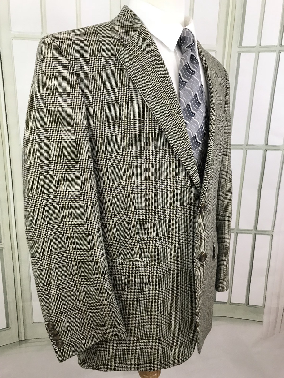 Lauren Ralph Lauren Men's 42R Suit Jacket Taupe Plaid… - Gem