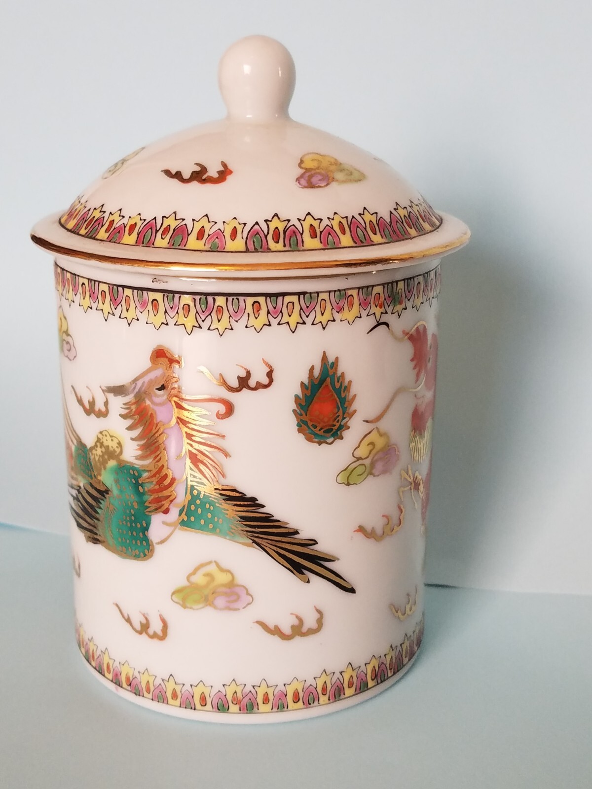 CHINESE MUG with lid vintage China porcelain hand painted | eBay Australia