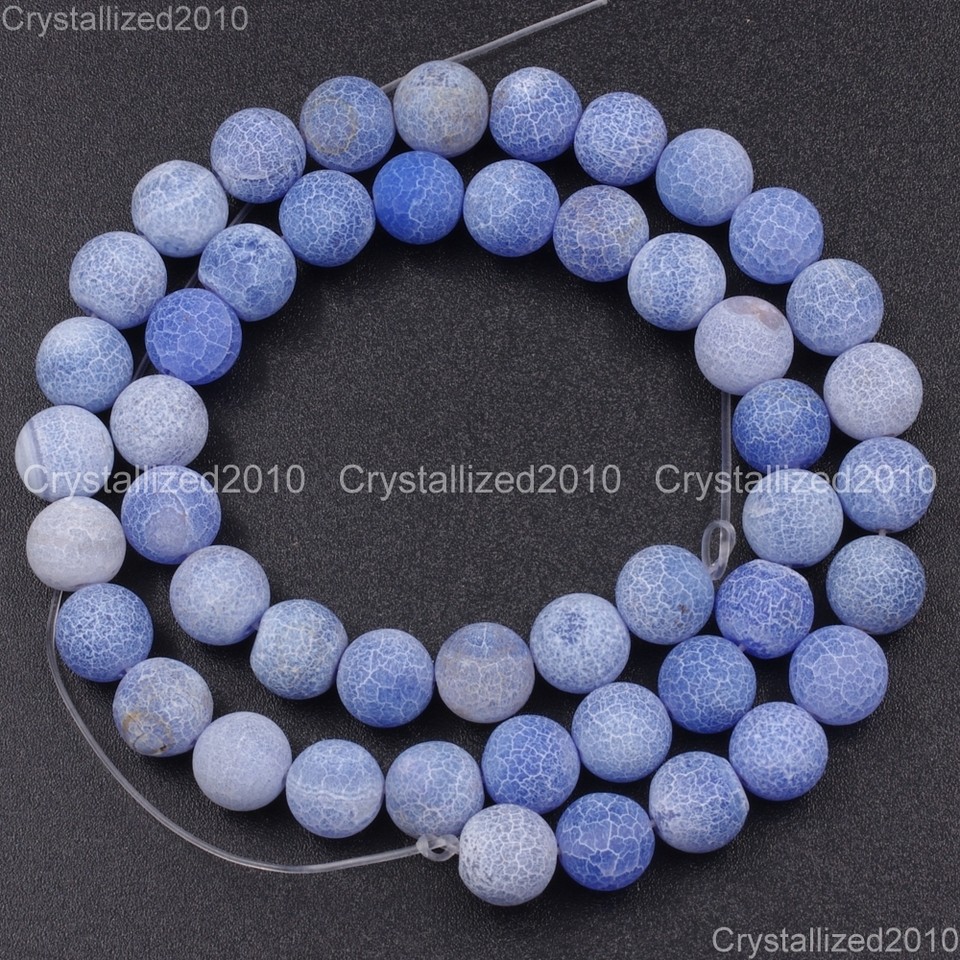 Colorful Matte Fire Crackle Agate Gemstones Round Beads 4mm 6mm 8mm ...