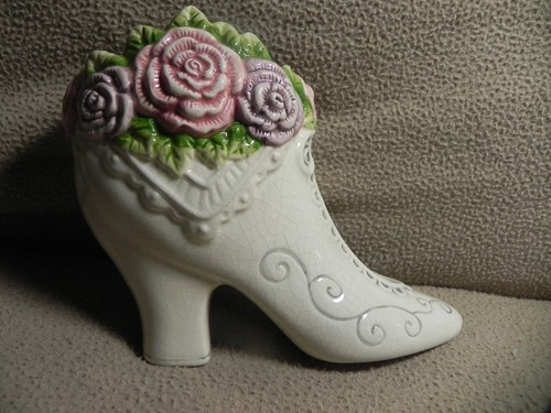 Vintage Ceramic Victorian Boot w/ Pink & Purple Flowers A | eBay