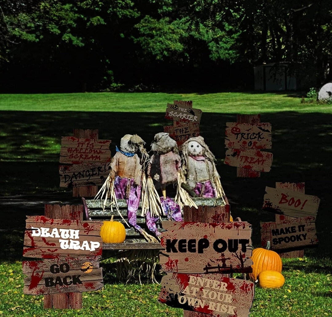 6PCS Halloween Yard Signs Large Size 17"×12" Outdoor Decor Scary ...