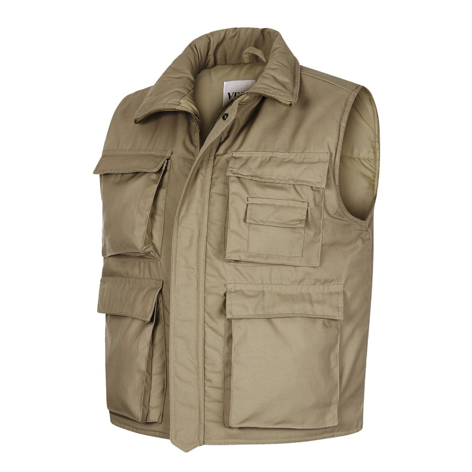 Padded Body Warmer Fishing Hunting Shooting Army Combat Multi Pocket ...