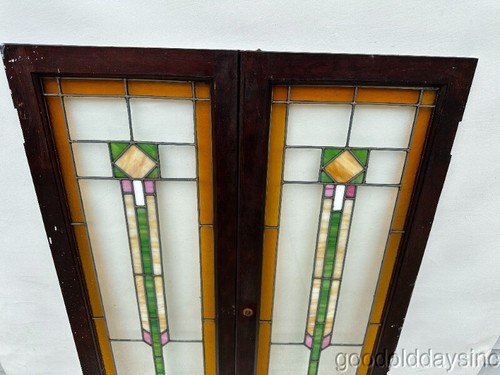 Pair of Stained Leaded Glass Cabinet Doors / Windows Circa 1915 Window ...