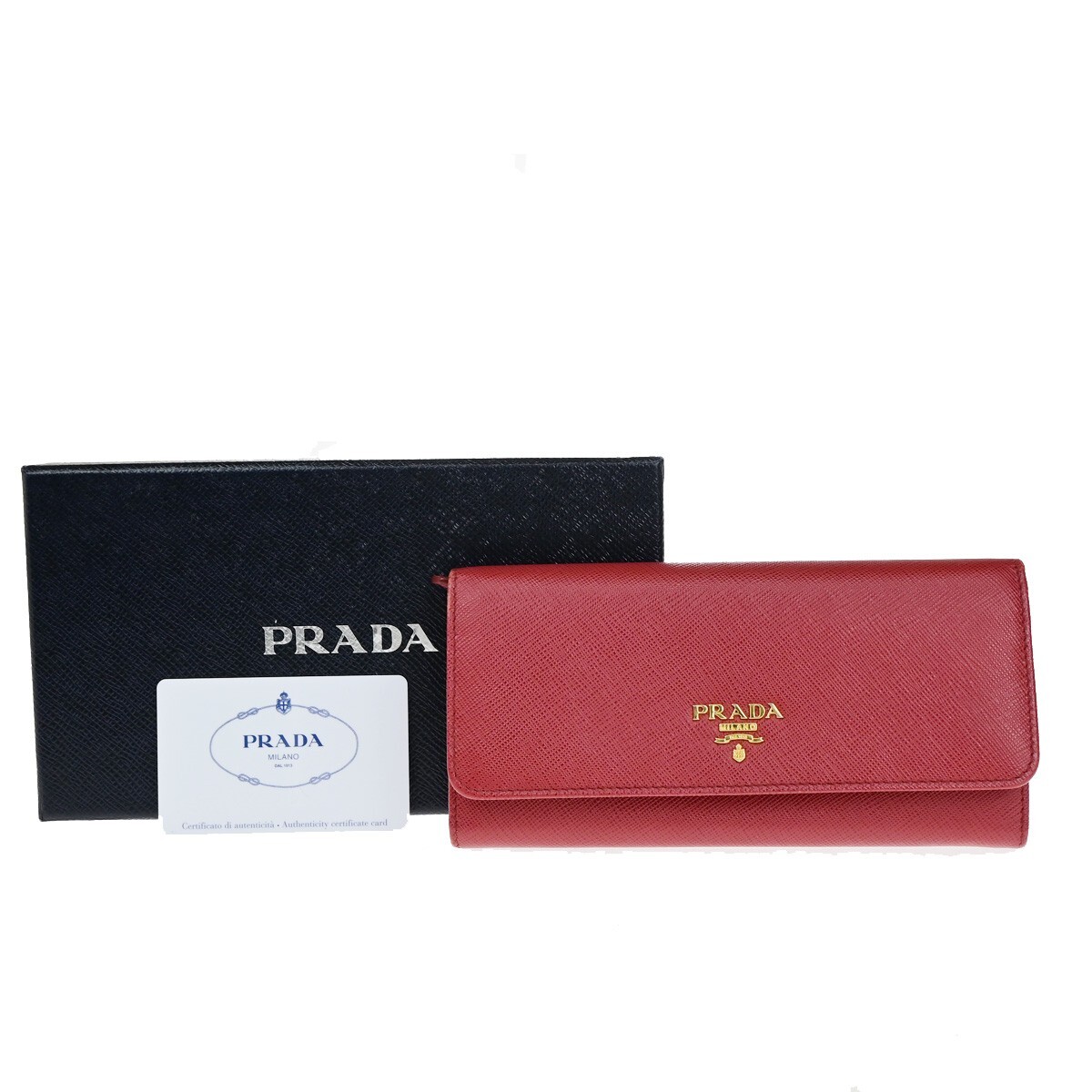 PRADA Logo Bifold Long Zipper Bifold Wallet Saffiano Leather PRADA Logo Bifold Long Zipper Bifold Wallet Saffiano Leather