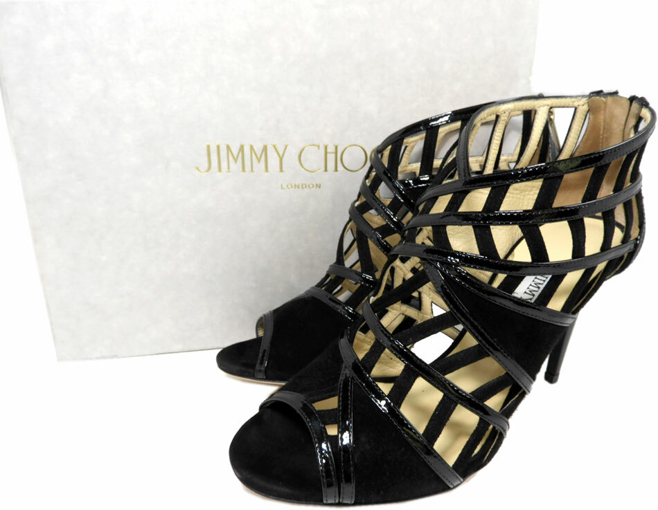 Jimmy Choo Sandals Peep Toe Pumps Cutout Vector Caged Booties Heels ...
