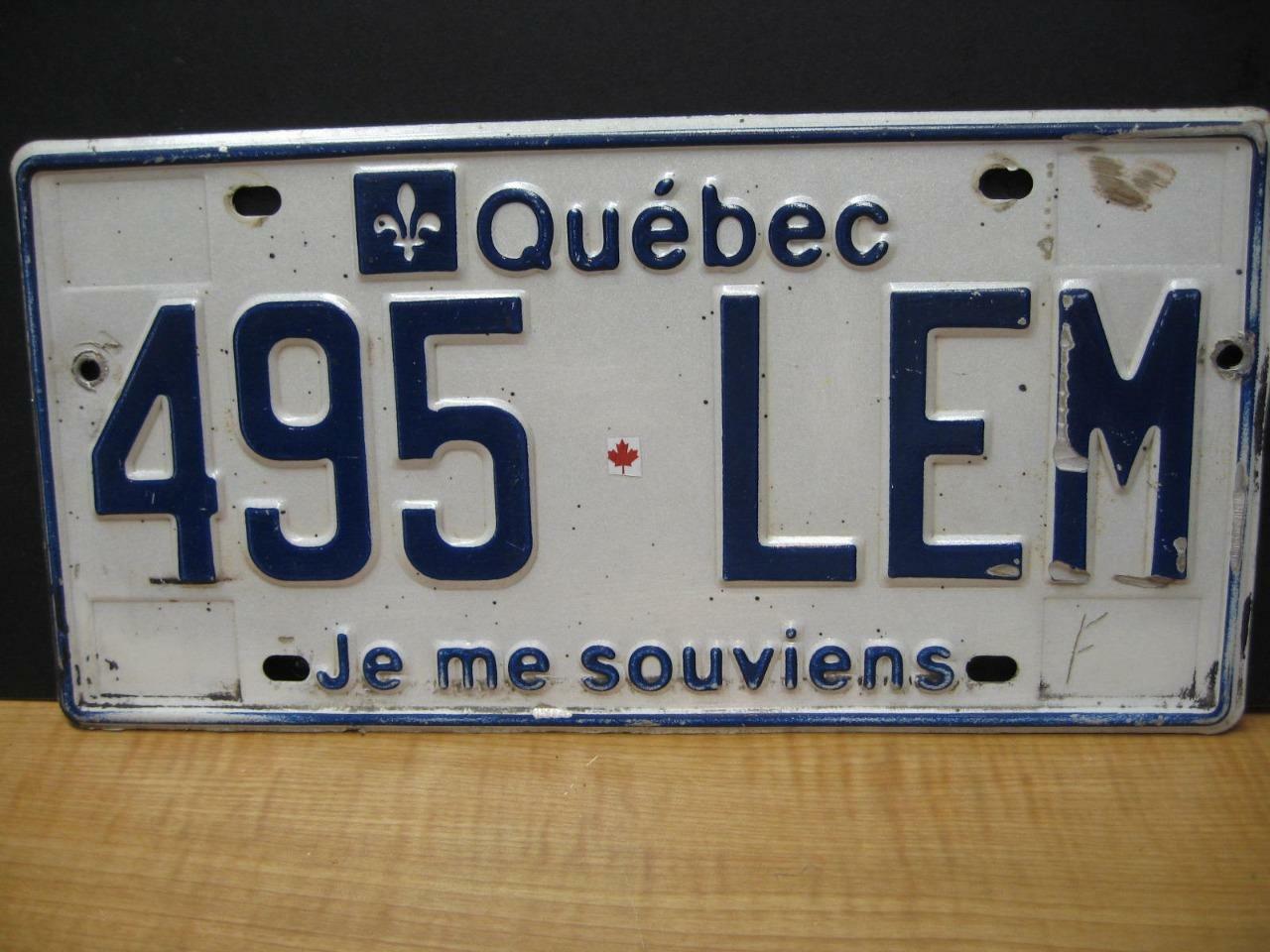 VINTAGE QUEBEC LICENSE PLATE "495 LEM" JE ME SOUVIENS | eBay