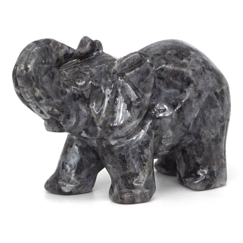 3" Elephant Natural Larvikite Labradorite Crystal Carved Healing Stone ...