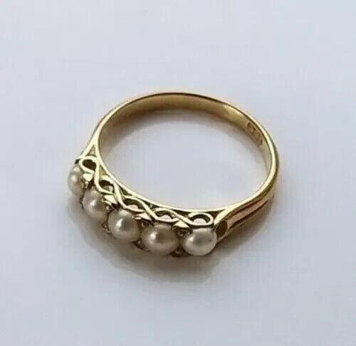 2.10Ct Round Lab-Created Pearl 5 Stone Engagement Ring 14K Yellow Gold ...