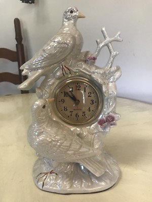 Iridescent Ceramic Table Top Clock, Birds | eBay