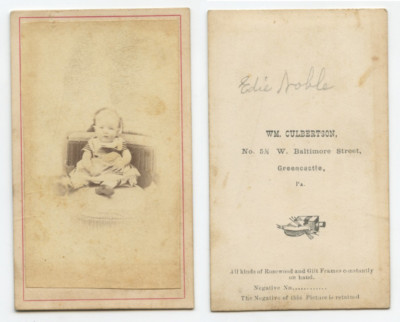 CDV STUDIO PORTRAIT BY CULBERTSON, LITTLE EDIE NOBLE FROM GREENCASTLE ...