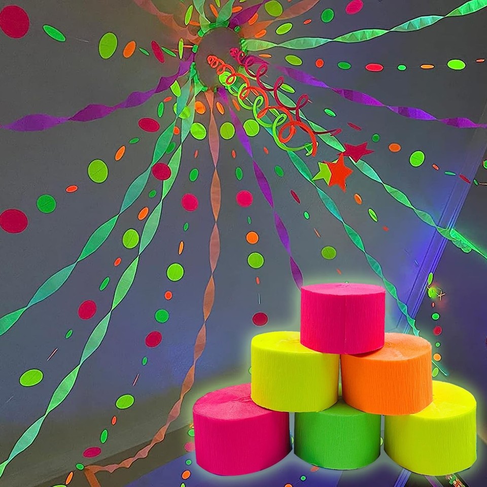 Glow in the Dark Neon Streamers UV Reactive Party Decorations | eBay