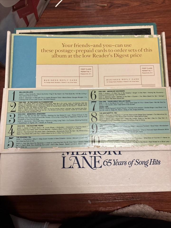 Reader's Digest DOWN MEMORY LANE 65 Years Of Song Hits 10 LP Vinyl ...