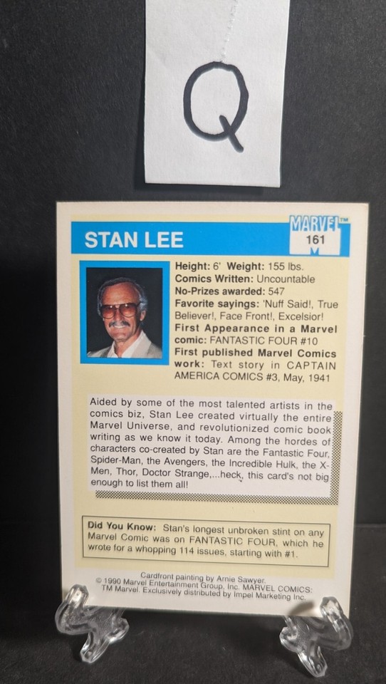 Marvel Universe Series 1 Trading Cards -Singles- 1990- Stan Lees- NEWLY ...