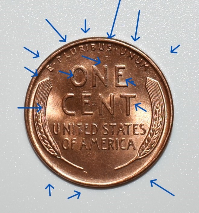 1946 Lincoln Wheat Penny L Rim in Liberty Error Strike Through Mint ...