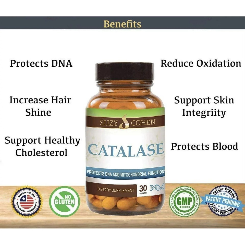 Suzy Cohen Catalase 12,500 Catu (500mg) Supplement Potent Antioxidant ...