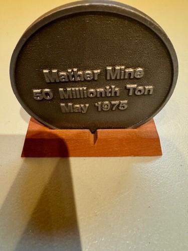 Mather Mine 50 Millionth Ton Commemorative Medal 1975 (Mining Pikands ...