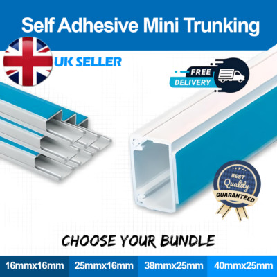 Electrical Cable Trunking PVC Wire Plastic Cover White Mini Trunk Self ...