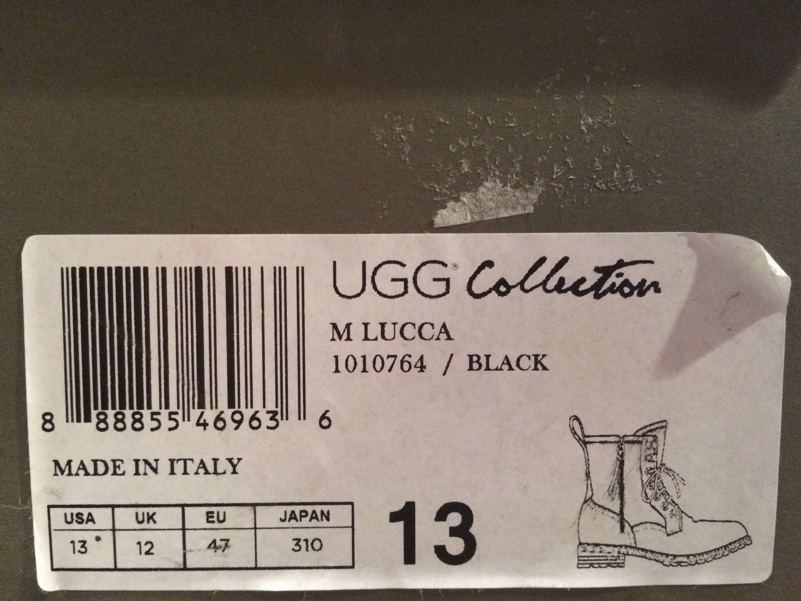 UGG ITALIAN COLLECTION LUCCA BLACK LEATHER LACE-UP BOOTS, MEN US 13 ...