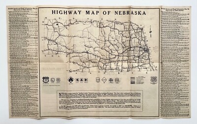 HIGHWAY MAP OF NEBRASKA. 1927. With advertisements | eBay