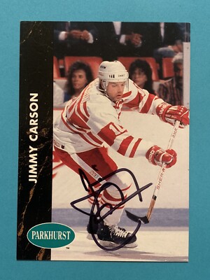 JIMMY CARSON Signed 1991-92 Parkhurst RED WINGS-LA KINGS-OILERS ...