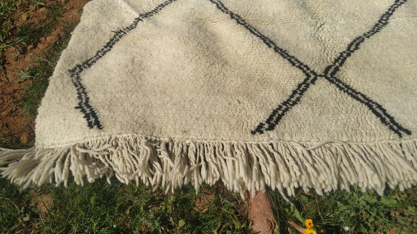 Moroccan rug Hand knotted - Beni ourain rug - all wool berber rug ...