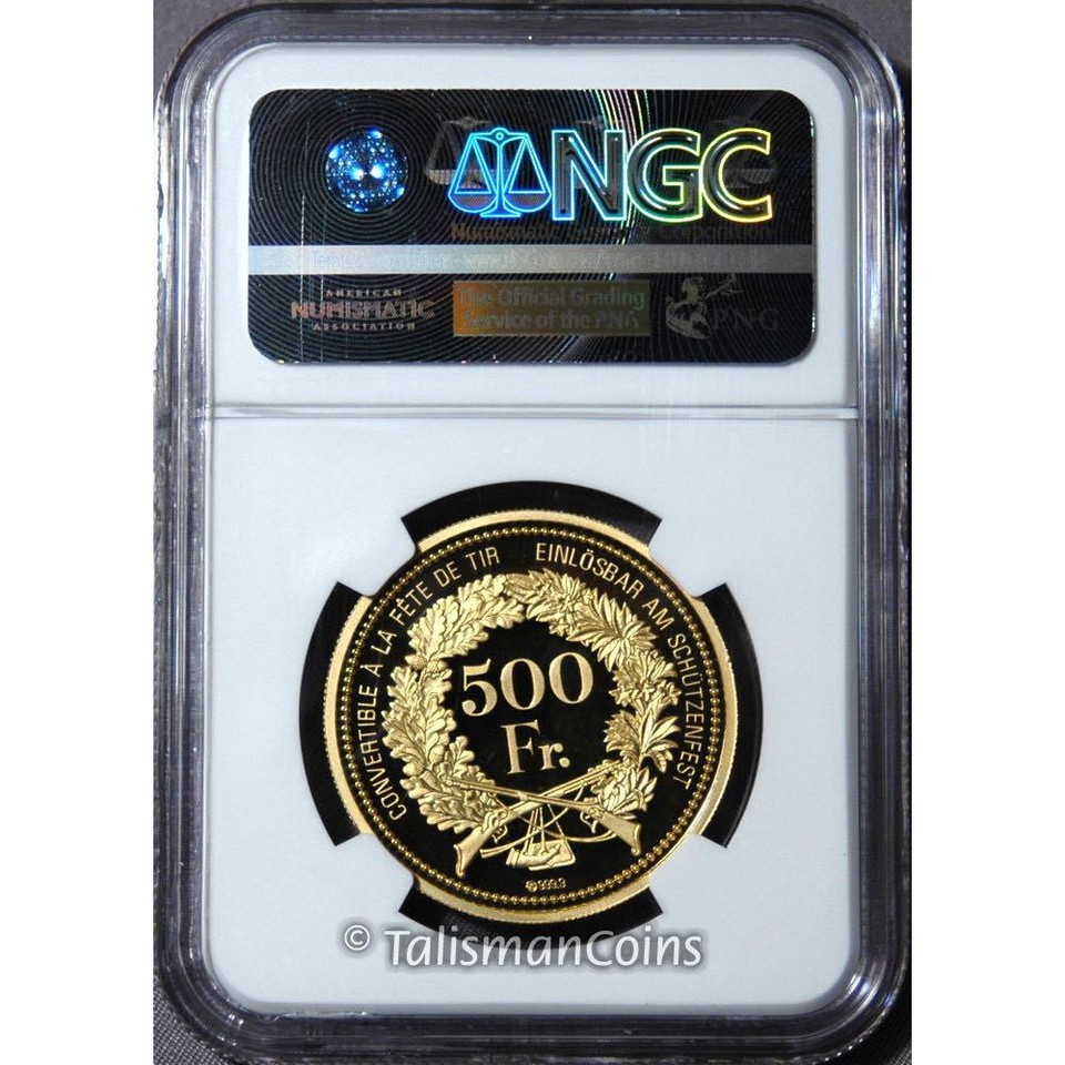 Switzerland 2017 Shooting Thaler 500 Swiss Francs Glarus Gold NGC PF70 ...