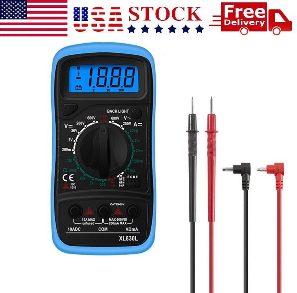 Digital Multimeter AC DC Voltmeter Ammeter Ohmmeter Volt Tester Meter ...