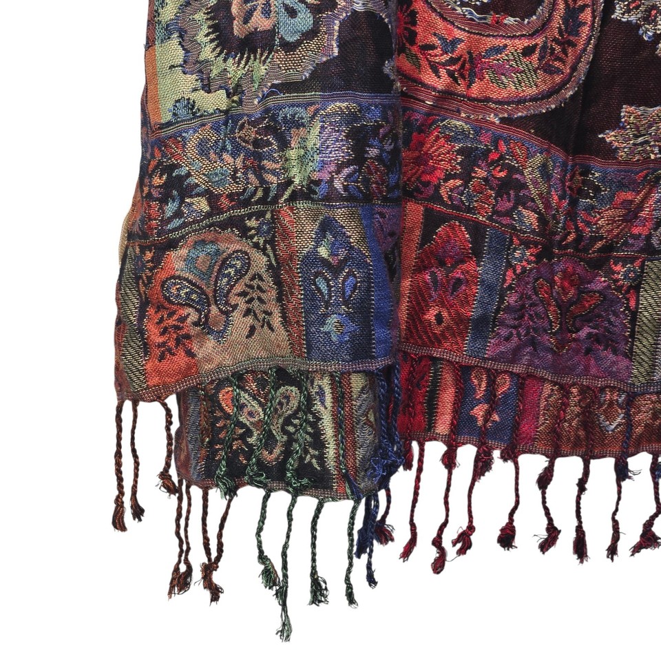 Rapti Fashion Womens Nepal Handmade Colorful Floral Fringe Cashmere ...