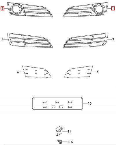 New Genuine Audi A8 10-13 Bumper Left Fog Light Grill Gloss Black ...