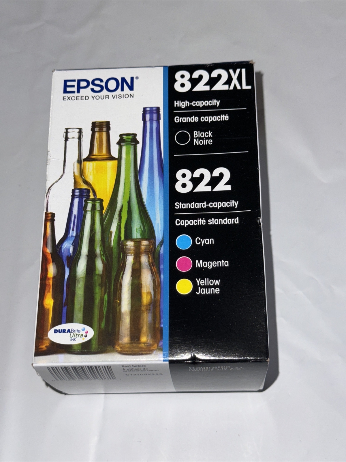 Genuine Epson 822XL Black +822 Color C/Y/M Ink Cartridge Set Expires 07 ...