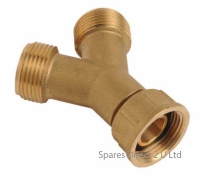 Brass Washing Machine Dishwasher Y Piece 2 Way Splitter 3/4 Inch BSP ...