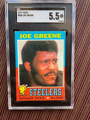 1971 TOPPS FOOTBALL #245 JOE GREENE PITTSBURGH STEELERS ROOKIE CARD SGC ...