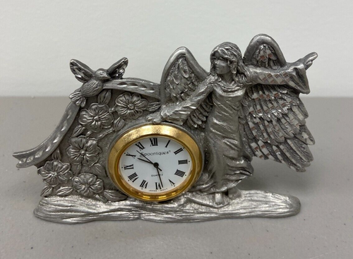 SPOONTIQUES PEWTER ANGEL DESK CLOCK QUARTZ JAPAN MOVT | eBay