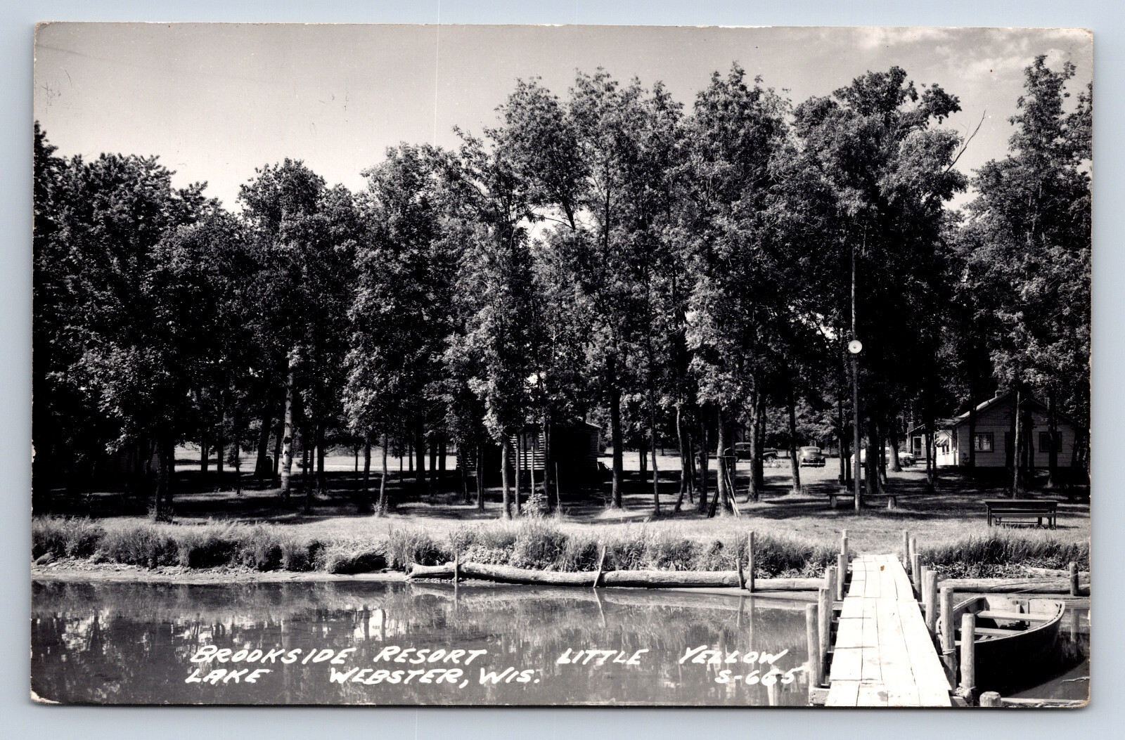Vintage RPPC Webster WI Brookside Resort Little Yellow Lake Cabins Dock ...