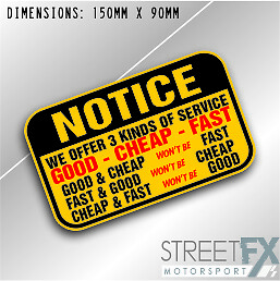Notice Warning Service Mechanic 3 Car Sticker Decal Vinyl Meme Funny ...