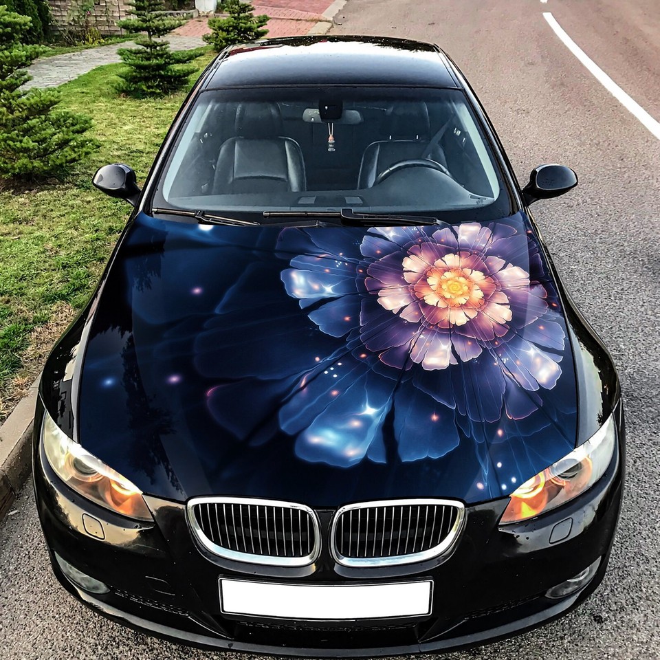 Abstract Flower Car Hood Wrap Decal Vinyl Sticker Full Color Graphic ...
