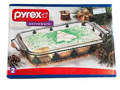 Pyrex 9 x 13 Baking Dish & Christmas Tree Basket Vintage New in Box | eBay