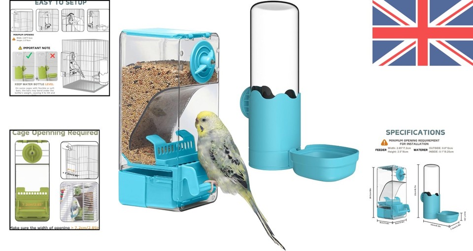 Durable Bird Feeder & Water Dispenser Set: Perfect for Parakeets ...