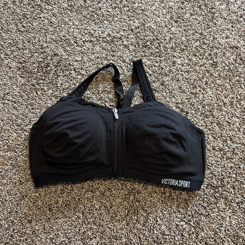 Victoria Secret Knock Out Sport Bra 38DD black front zipper Closure EUC ...