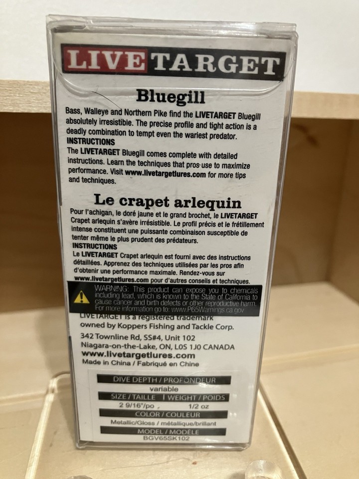 LIVE TARGET BLUEGILL CRANKBAIT. Brand New Fishing Lure. In Box | eBay